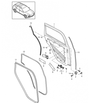 درب عقب سمت چپ پورشه کاین سال های 2011 تا 2015
