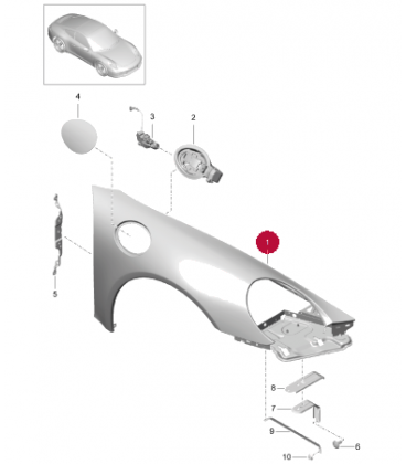 گلگیر جلو سمت چپ پورشه 911 سال های 2012 تا 2016