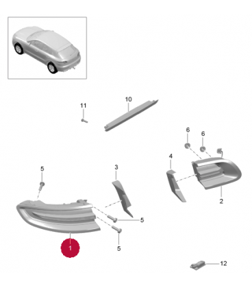 چراغ عقب سمت راست بخش بیرونی پورشه ماکان سال های 2014 تا 2017
