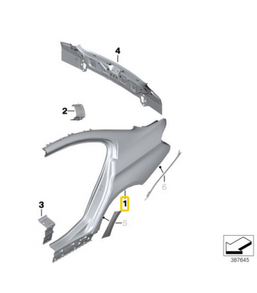 گلگیر عقب سمت چپ بی ام و سری 3 سال های 2011 تا 2016 اورجینال