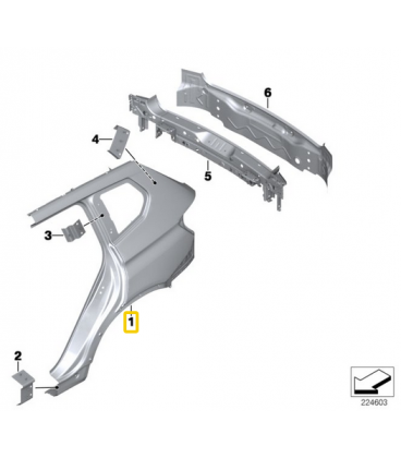 گلگیر عقب سمت راست بی ام و X3 سالهای 2010 تا 2017 اورجینال