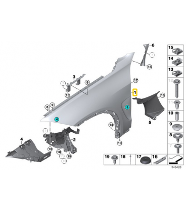گلگیر جلو سمت چپ بی ام و X6 سال های 2009 تا 2013 اورجینال