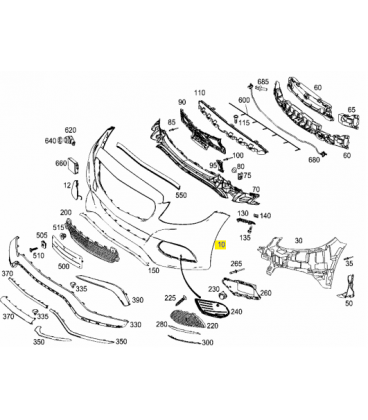 سپر جلو مرسدس بنز کلاس C سال های 2014 تا 2015 اورجینال