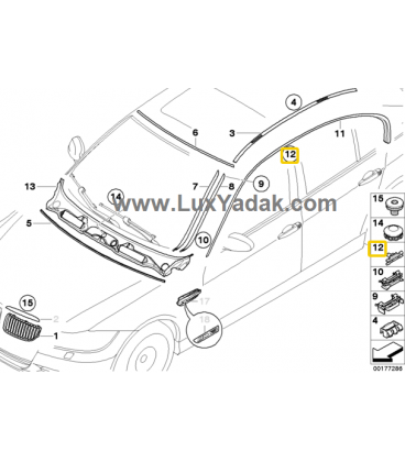 خار زه یکپارچه دور درب بی ام و سری 3 سال های 2004 تا 2015 اورجینال
