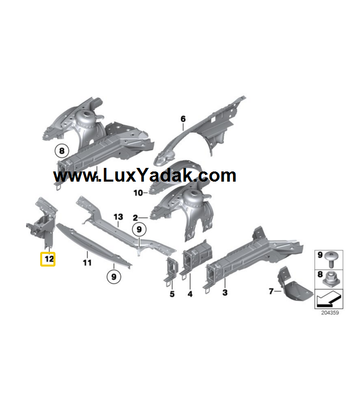 نگهدارنده رادیاتور سمت چپ بی ام و Z4 سال های 2008 تا 2016 اورجینال