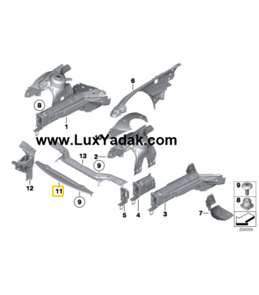 نگهدارنده بالای سپر جلو بی ام و Z4 سال های 2008 تا 2016 اورجینال