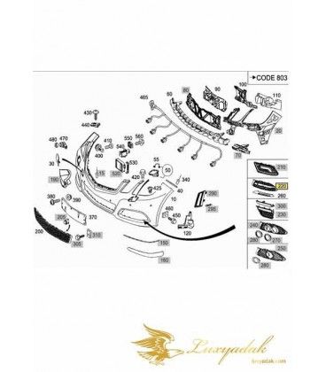 توری روی سپر جلو مرسدس بنز کلاس E سال های 2009 تا 2016 اورجینال