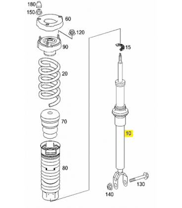 کمک فنر جلو مرسدس بنز E240 سال های 2002 تا 2009 ساچ